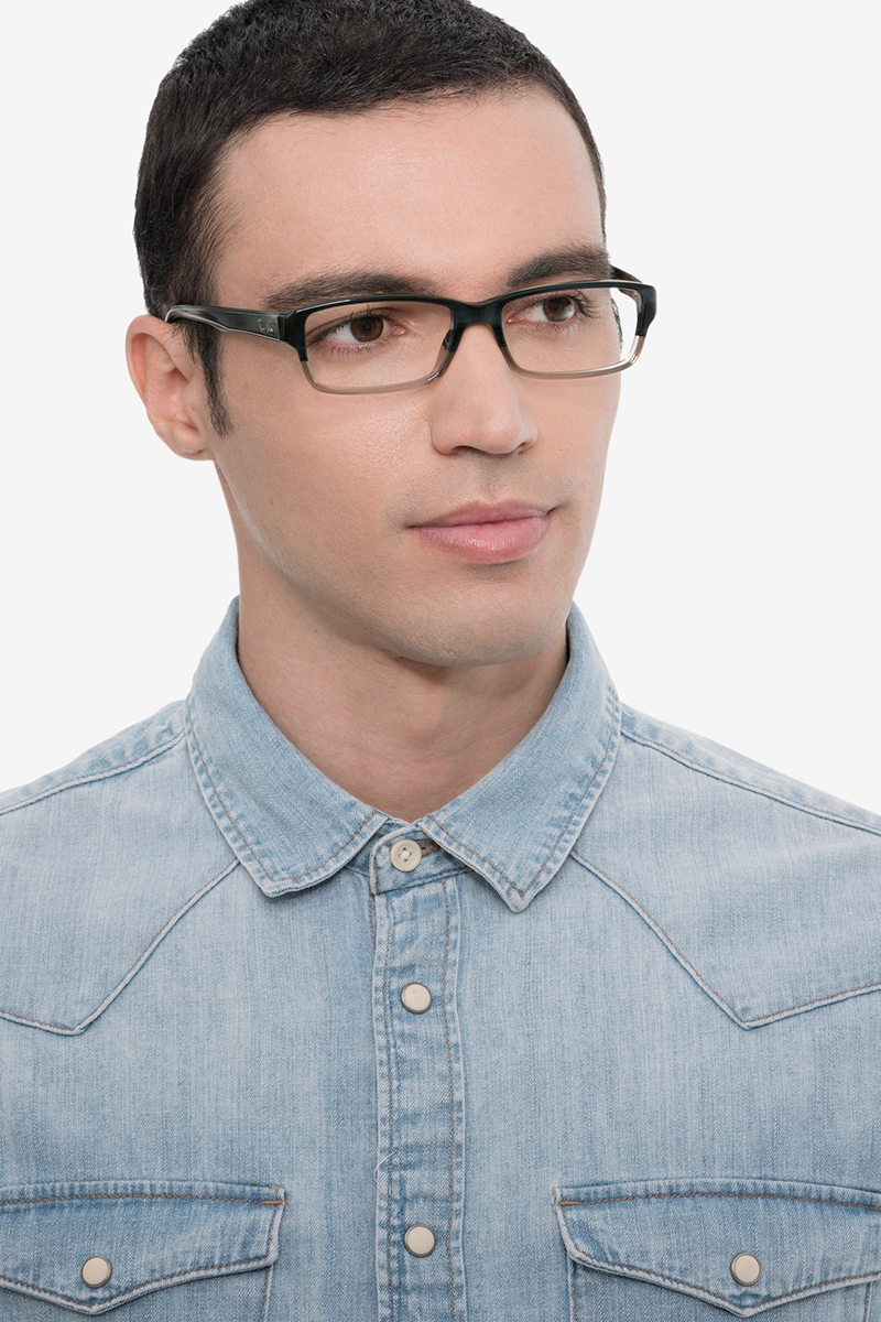 Ray-Ban RB5169 - Rectangle Black & Gray Frame Eyeglasses | Eyebuydirect ...