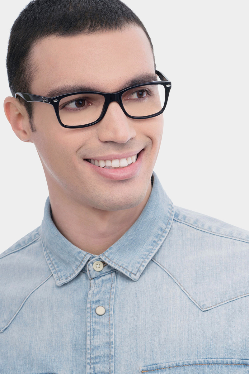 Ray-Ban RB5228 - Rectangle Black Frame Eyeglasses | Eyebuydirect