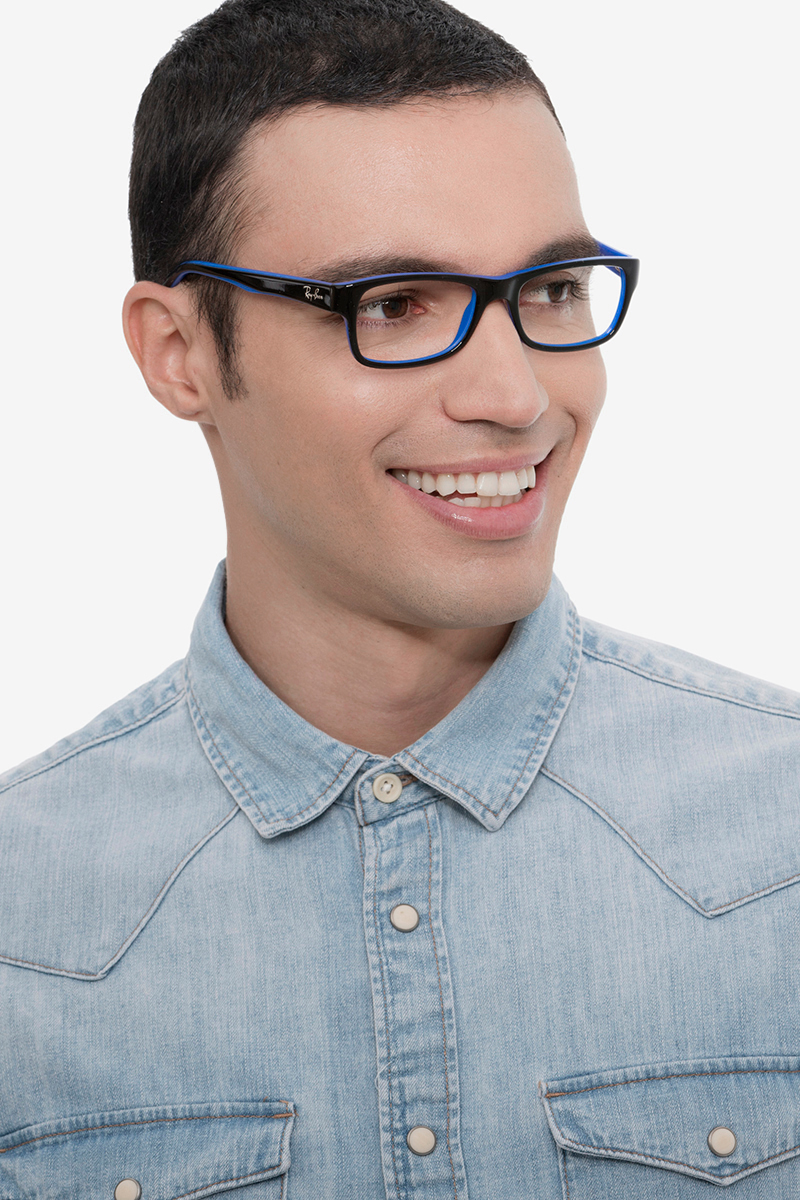Ray-Ban RB5268 - Rectangle Black Frame Eyeglasses | Eyebuydirect Canada