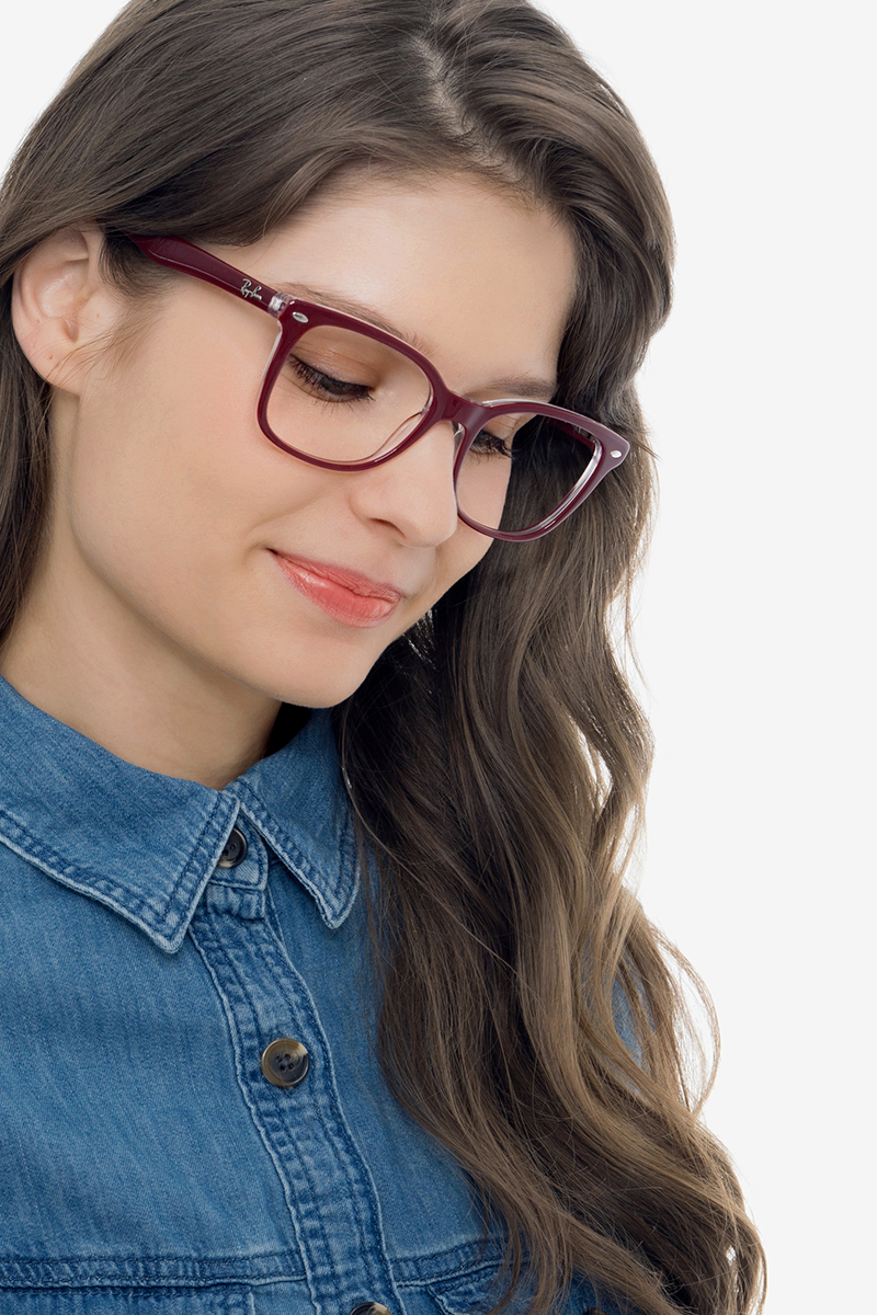 Ray-Ban RB5285 - Square Burgundy Frame Eyeglasses | Eyebuydirect Canada