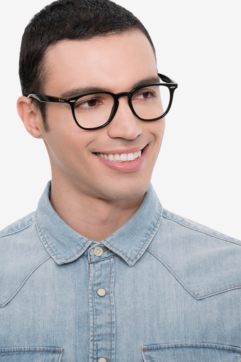 Ray-Ban RB7159 - Square Black Frame Eyeglasses | Eyebuydirect