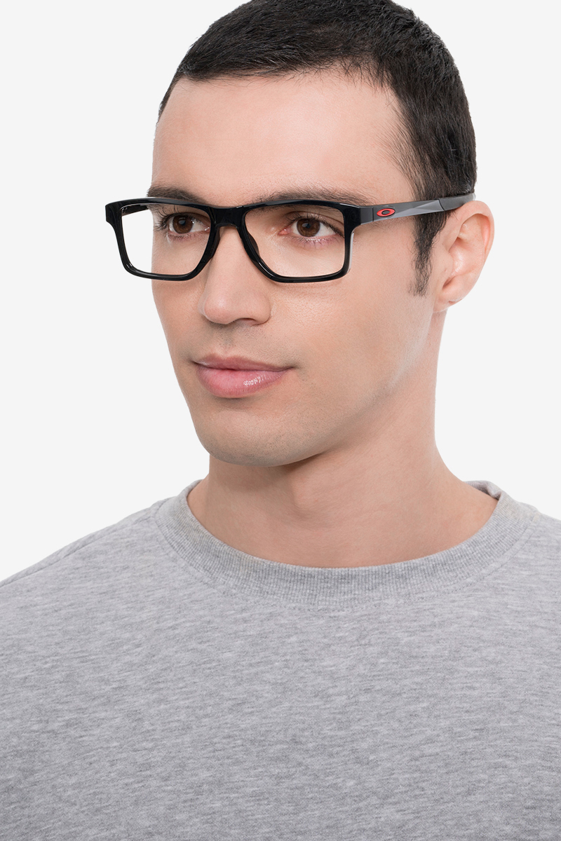 Oakley Chamfer Squared - Rectangle Polished Black Frame Glasses For Men ...