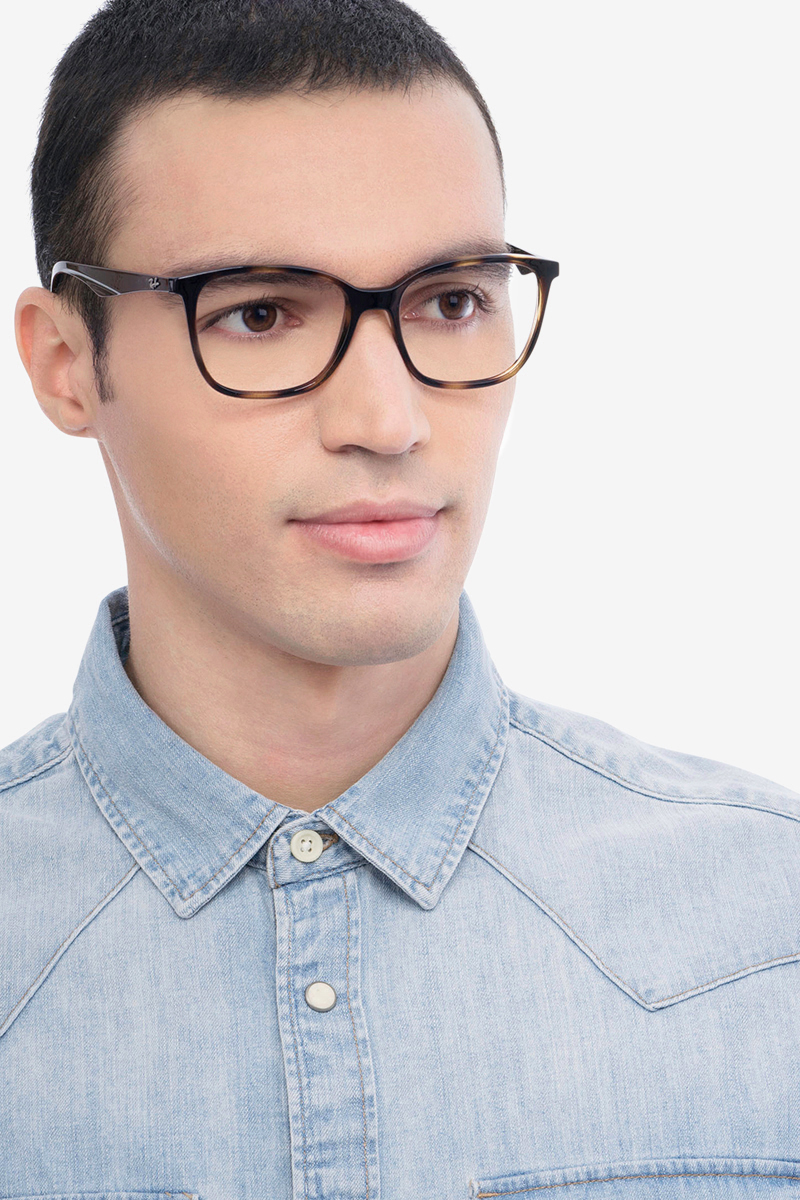 Ray-Ban RB7066 - Square Tortoise Brown Frame Eyeglasses | Eyebuydirect ...