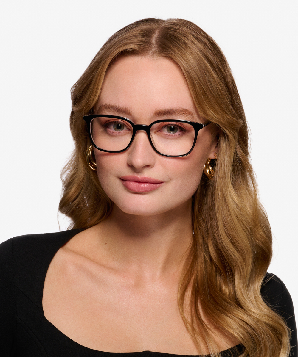 Ray-Ban RB5406 - Rectangle Black On Transparent Frame Eyeglasses ...