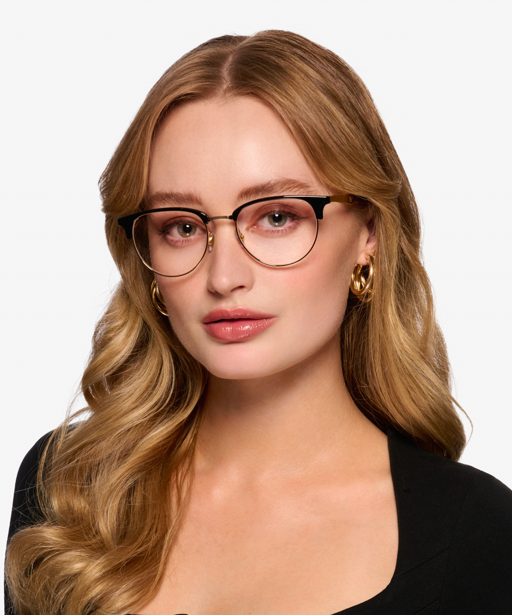 Ray-Ban RB6396 - Browline Black Gold Frame Eyeglasses | Eyebuydirect Canada