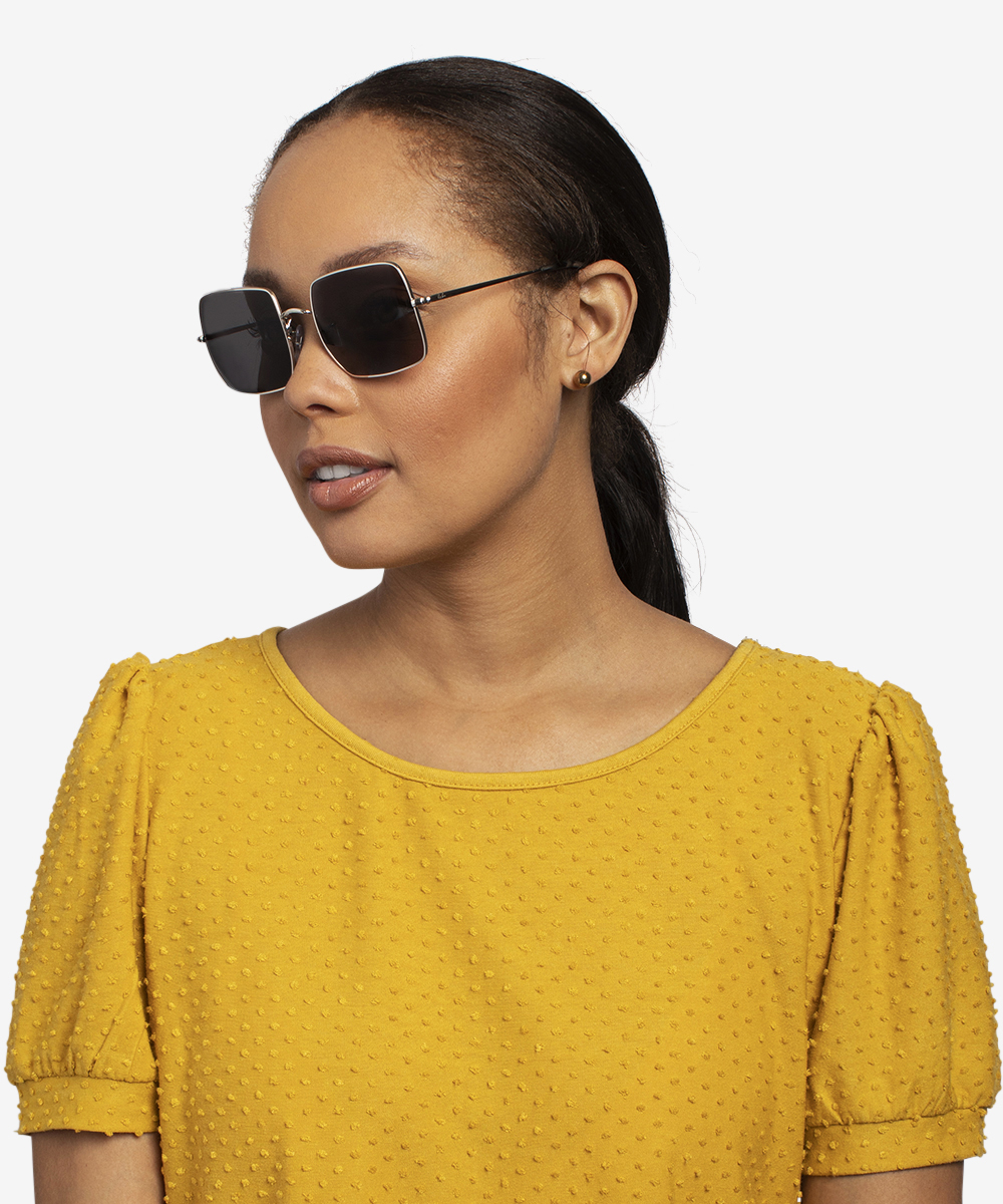 Ray-Ban RB1971 Square - Square Silver Frame Sunglasses For Women ...