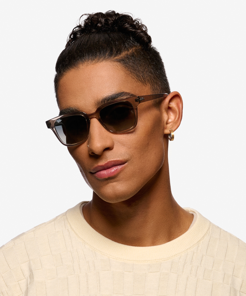 Ray-Ban RB4323 - Square Transparent Gray Frame Prescription Sunglasses ...