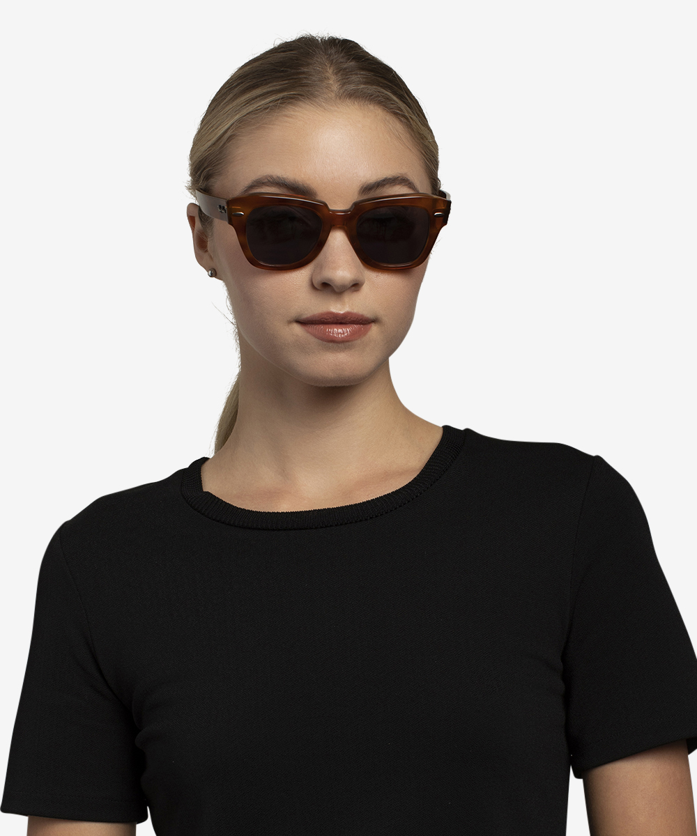 Ray-Ban State Street - Square Havana On Transparent Beige Frame ...