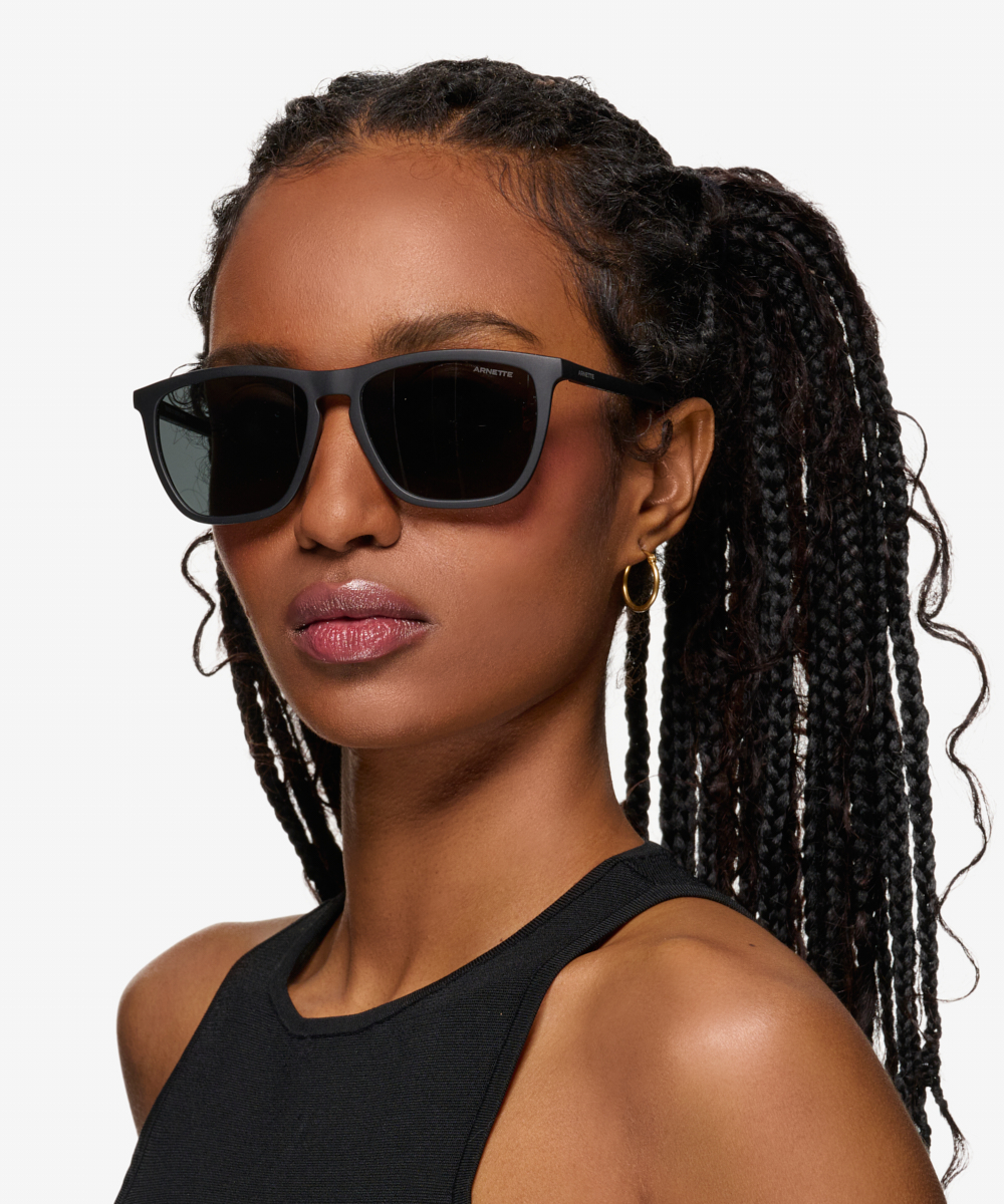 ARNETTE Fry - Square Matte Black Frame Prescription Sunglasses ...