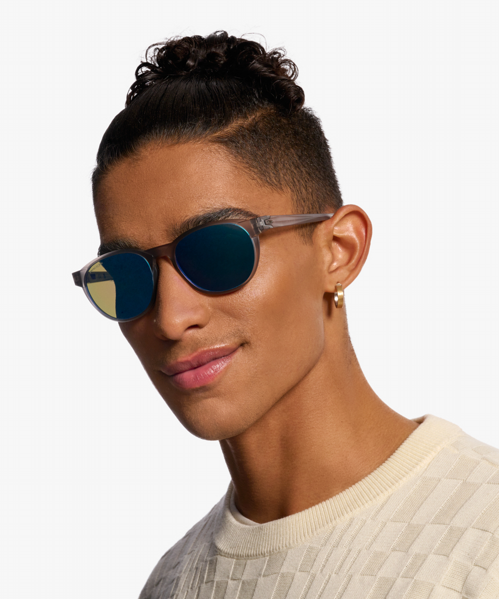 Oakley Reedmace - Round Matte Gray Ink Frame Prescription Sunglasses ...