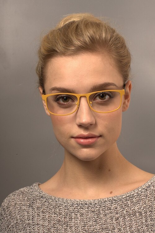 Assembly Rectangle Yellow Full Rim Eyeglasses | Eyebuydirect Canada