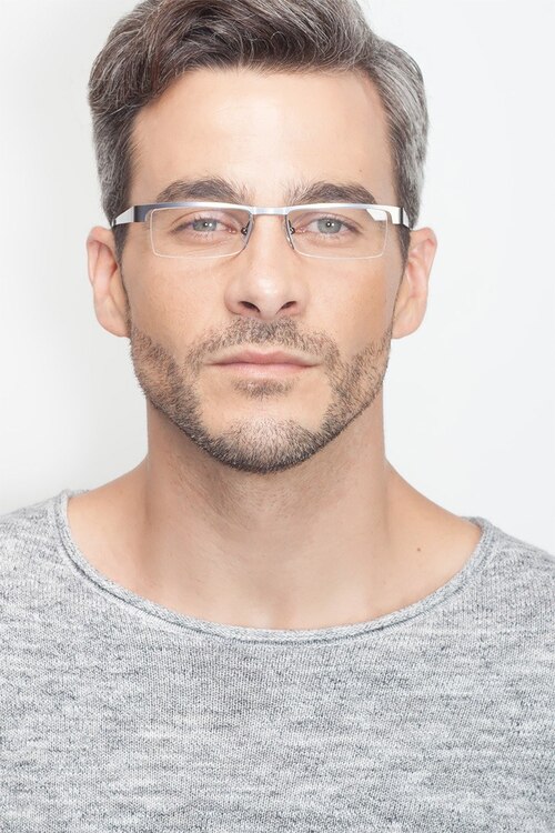 Samuel Rectangle Gunmetal Semi Rimless Eyeglasses | Eyebuydirect Canada