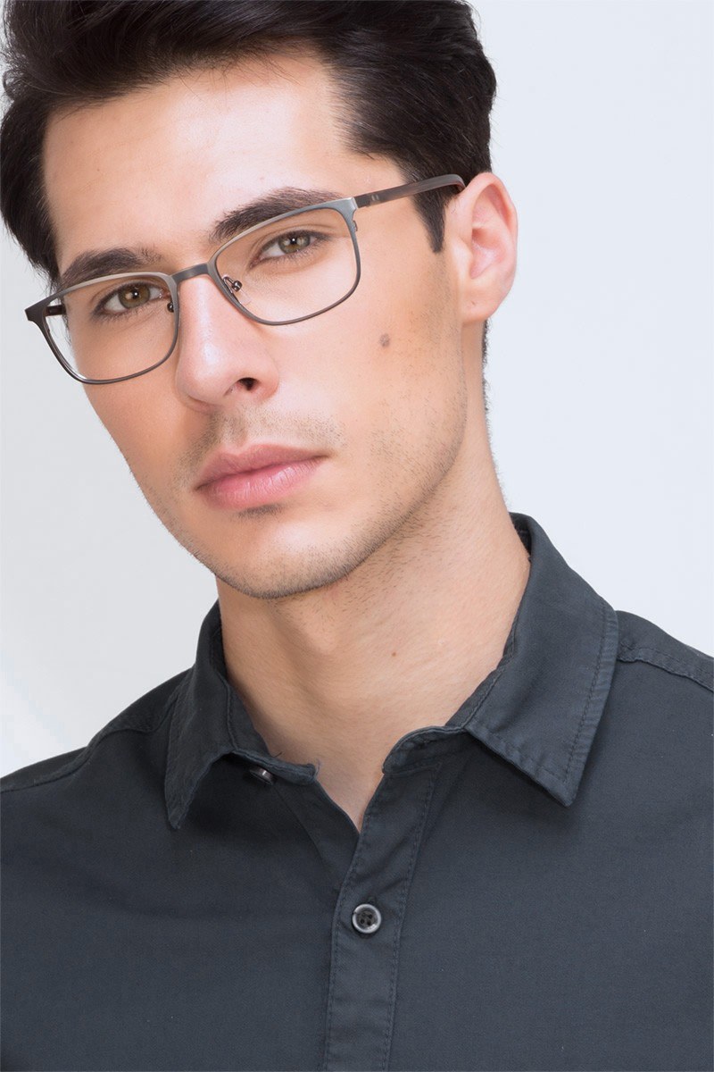 Lines Rectangle Gunmetal Full Rim Eyeglasses | Eyebuydirect