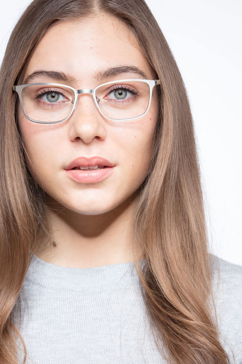Lines Rectangle Light Gunmetal Full Rim Eyeglasses | Eyebuydirect