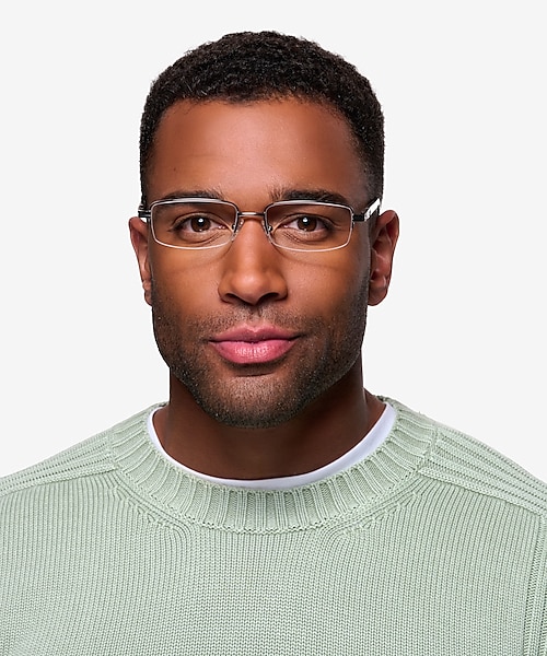 Above Rectangle Gunmetal Semi Rimless Eyeglasses Eyebuydirect Canada