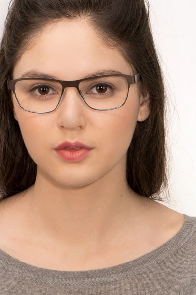 Python Rectangle Matte Brown Full Rim Eyeglasses | Eyebuydirect