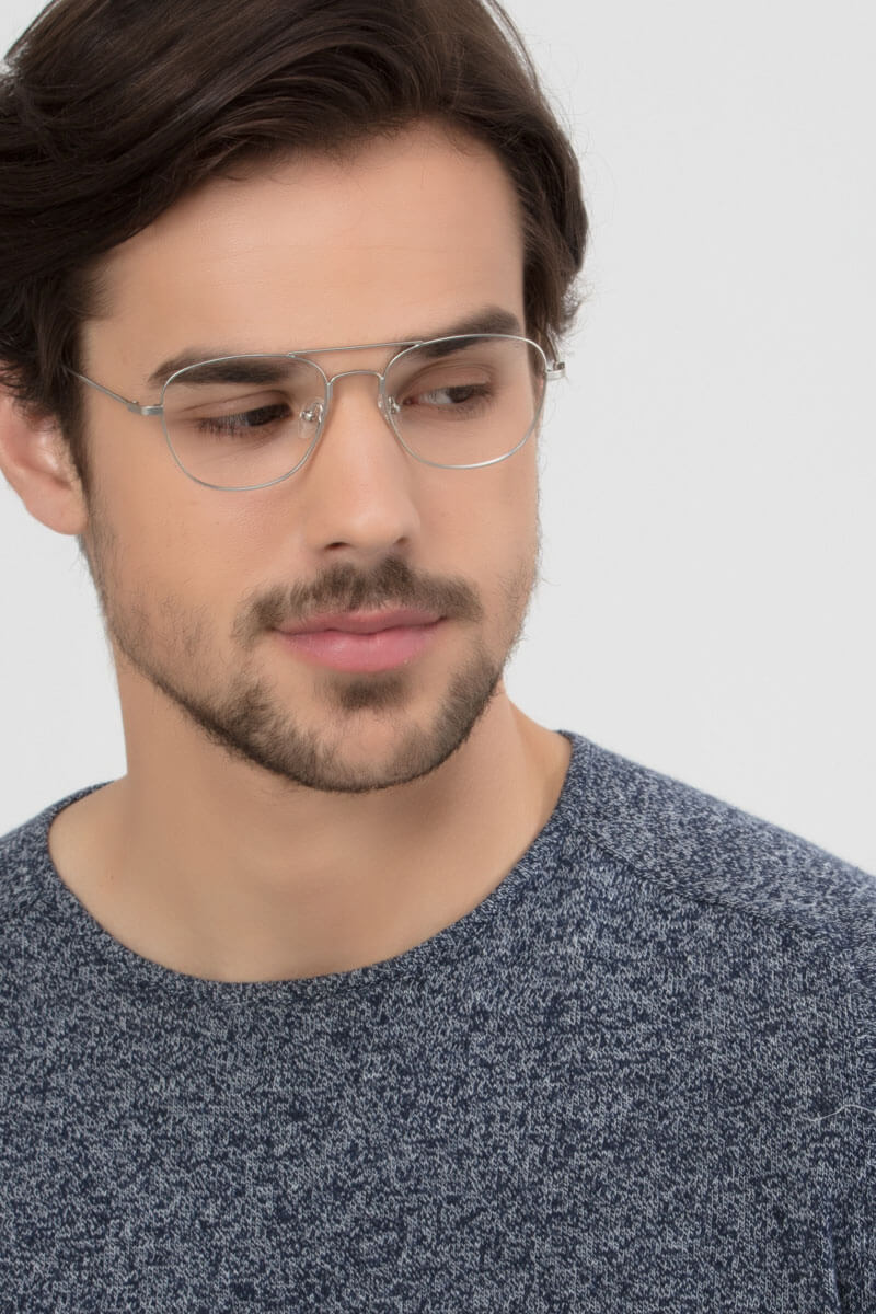 Captain Aviator Silver Full Rim Eyeglasses | Eyebuydirect