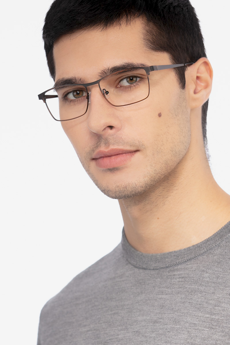 Caliber Rectangle Brown Glasses for Men | Eyebuydirect