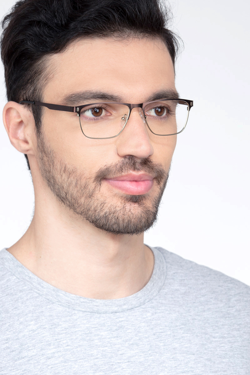 Media Rectangle Brown Full Rim Eyeglasses | Eyebuydirect