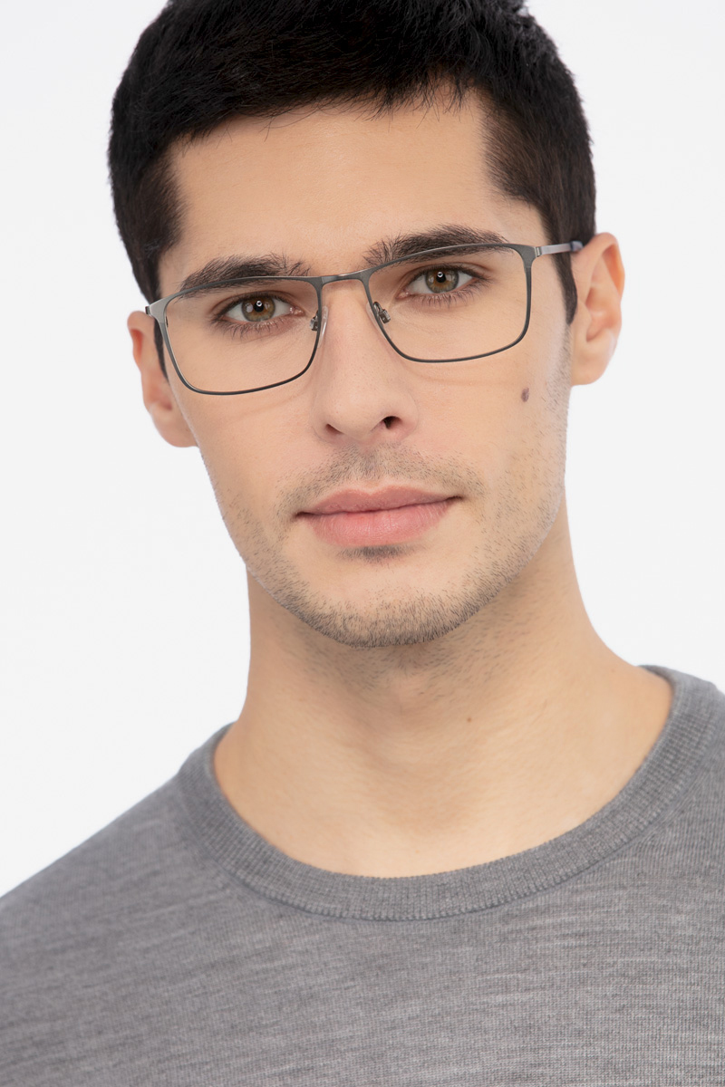 Daytona Rectangle Gunmetal Glasses for Men | Eyebuydirect