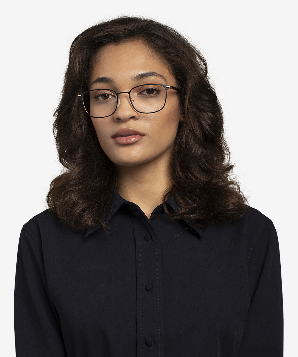 River Rectangle Black Rose Gold Full Rim Eyeglasses Eyebuydirect Canada
