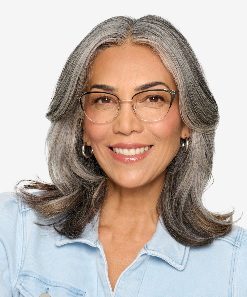 Ines Cat Eye Black Gold Glasses for Women | Eyebuydirect Canada