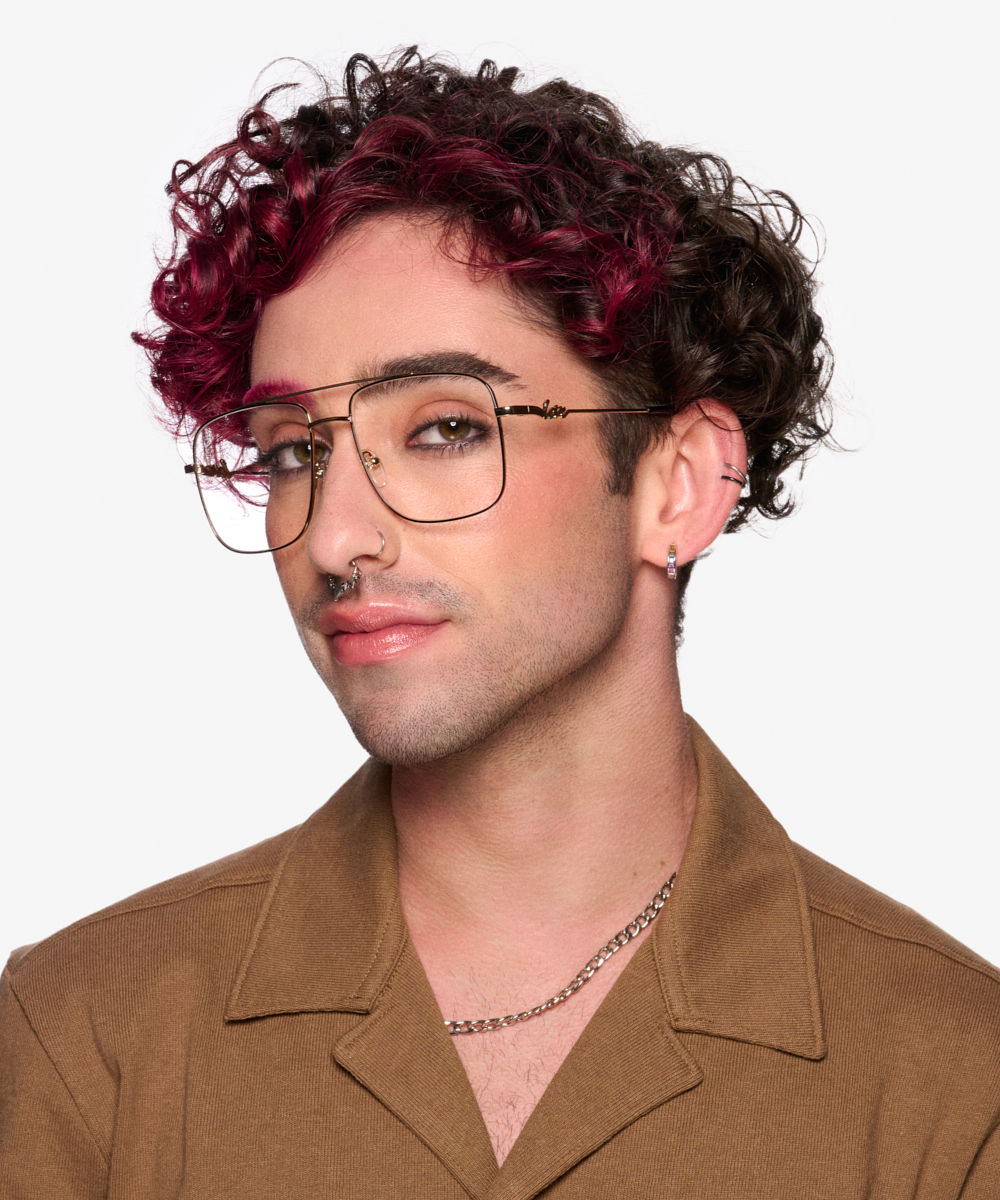 Romeo Aviator Black Gold Full Rim Eyeglasses | Eyebuydirect