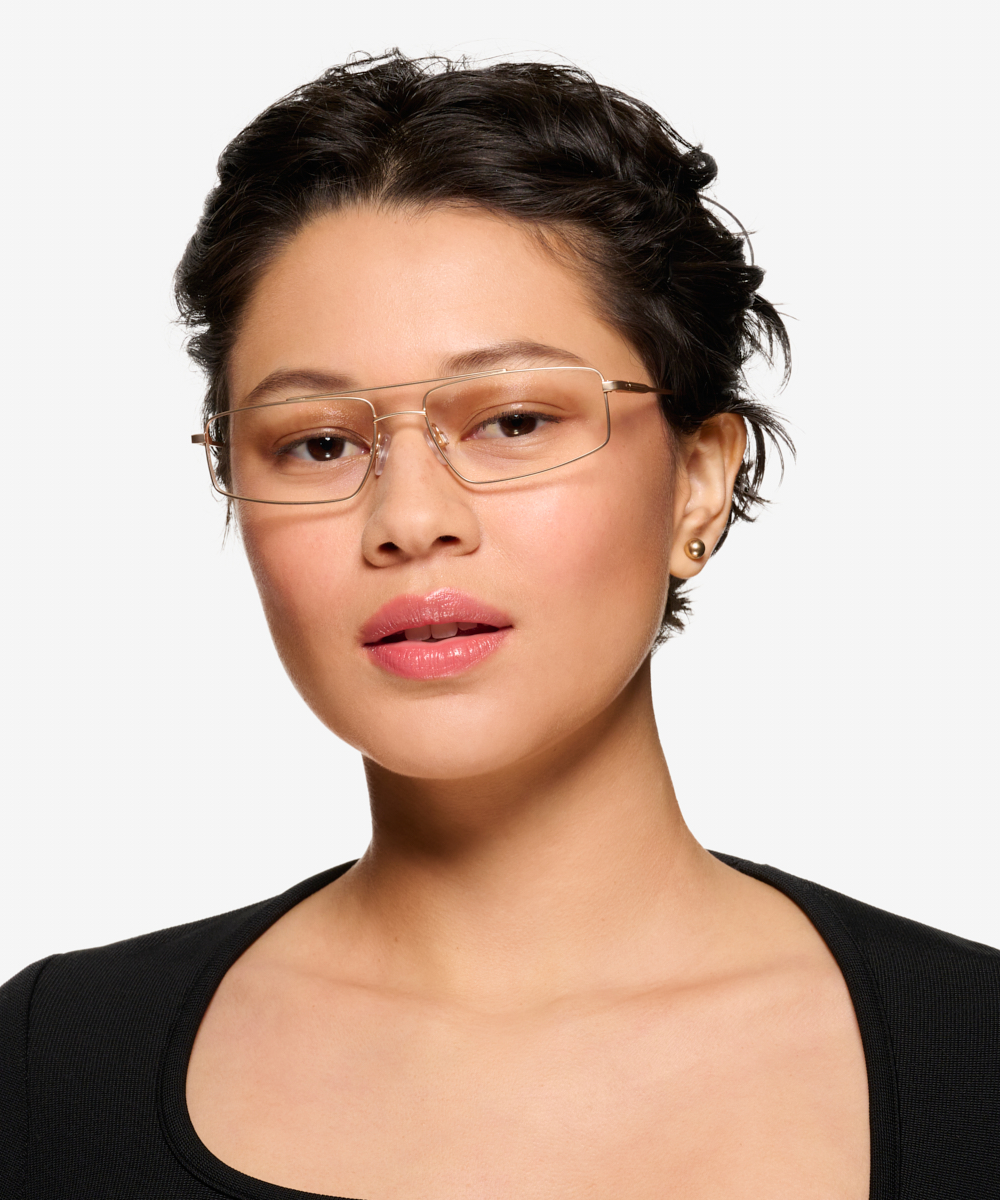 Altitude Aviator Satin Gold Full Rim Eyeglasses | Eyebuydirect