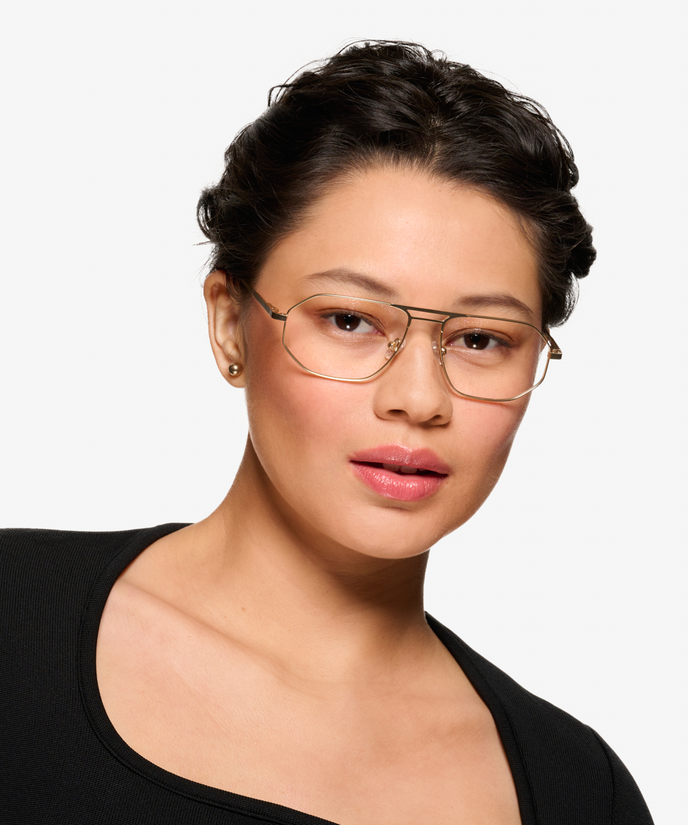 Quebec Aviator Matte Gold Full Rim Eyeglasses | Eyebuydirect Canada