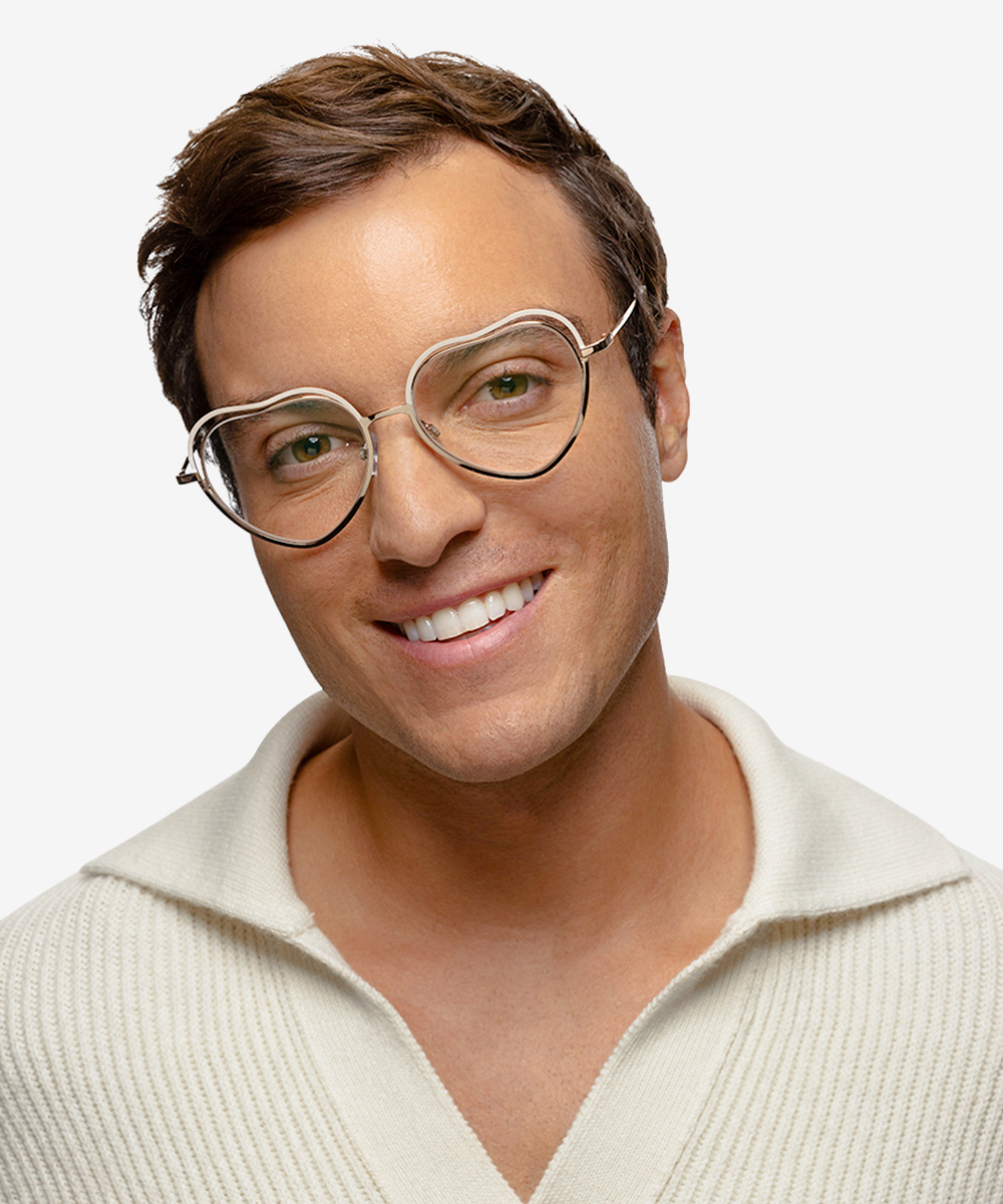 Philomena Heart Shiny Gold White Glasses for Women | Eyebuydirect