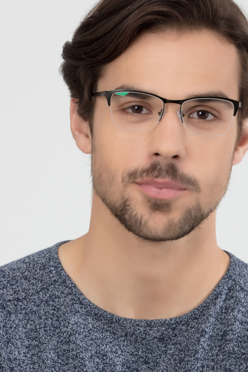 Time Rectangle Green Semi Rimless Eyeglasses | Eyebuydirect
