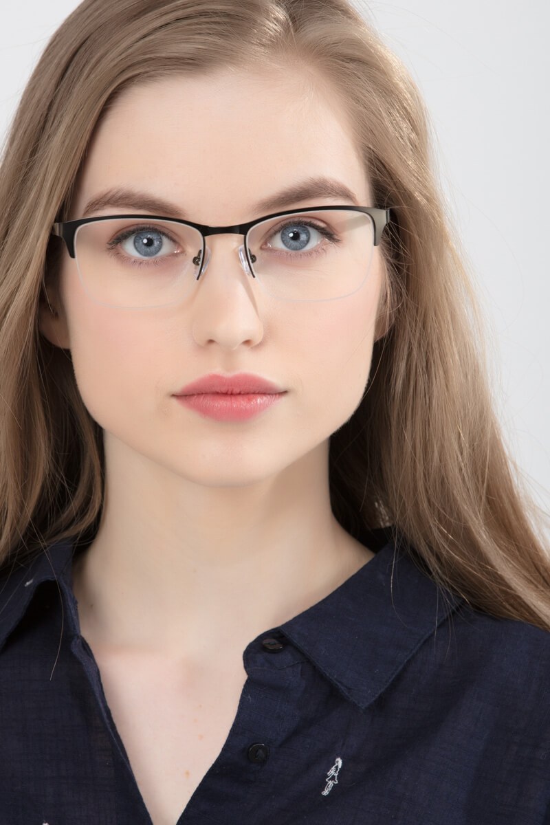 Time Rectangle Green Semi Rimless Eyeglasses | Eyebuydirect