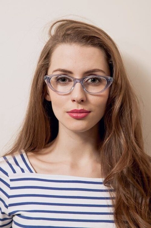 Lyalya Oval Blue Glasses for Women | Eyebuydirect