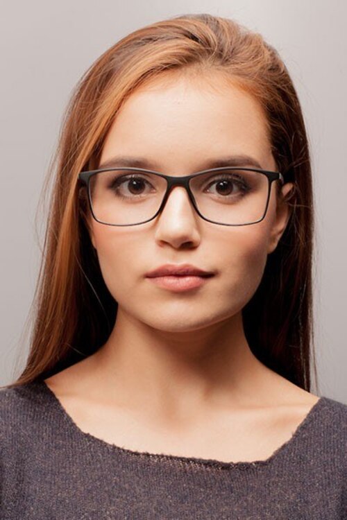 Citizen Rectangle Matte Black Glasses for Women | Eyebuydirect Canada