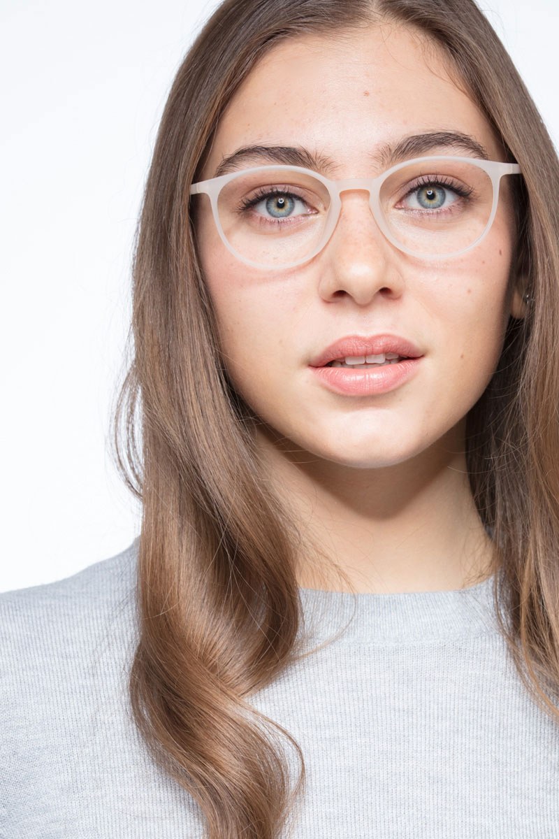 Dinah Round White Full Rim Eyeglasses | Eyebuydirect