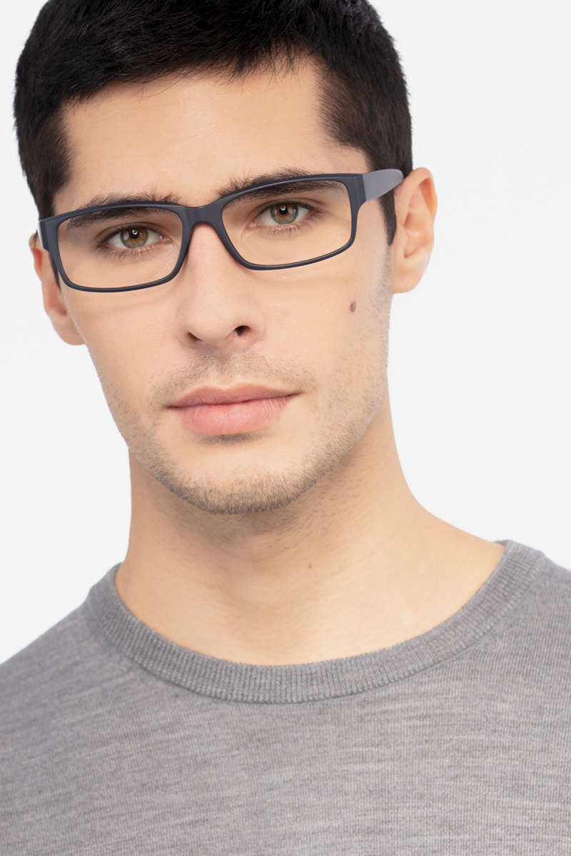 Apollo Rectangle Matte Navy Glasses for Men | Eyebuydirect