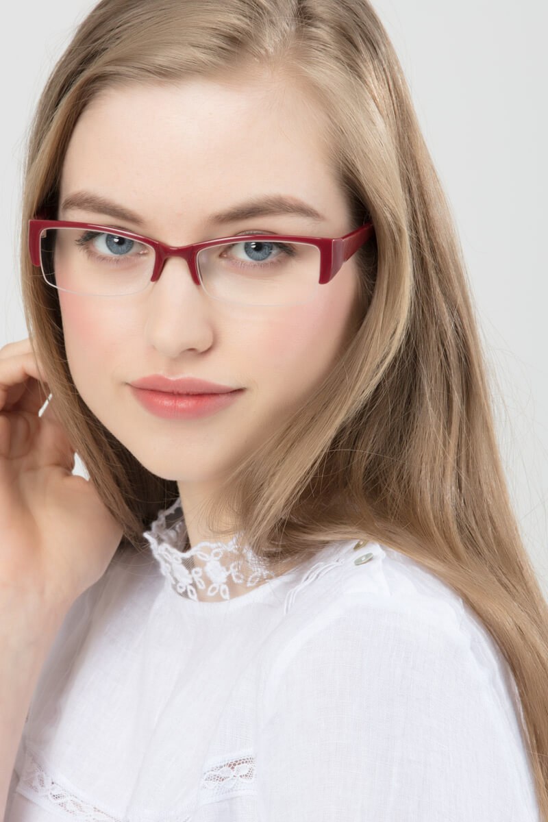 Diane Rectangle Red Glasses for Women | Eyebuydirect