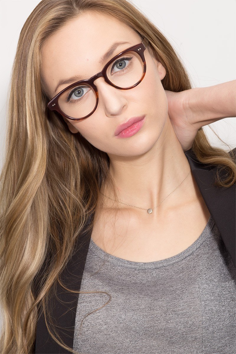 Oversea Round Brown Striped Glasses for Women | Eyebuydirect