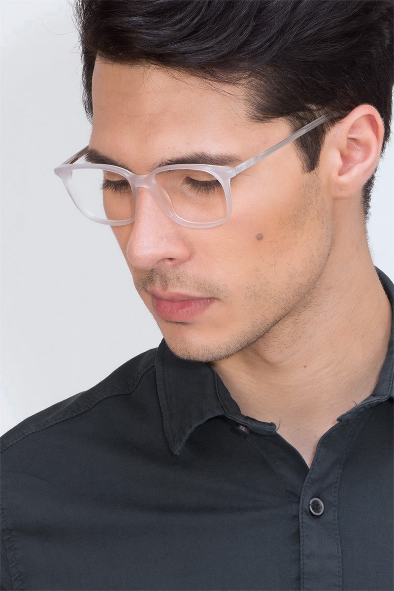 The Bay Rectangle Clear White Full Rim Eyeglasses | Eyebuydirect