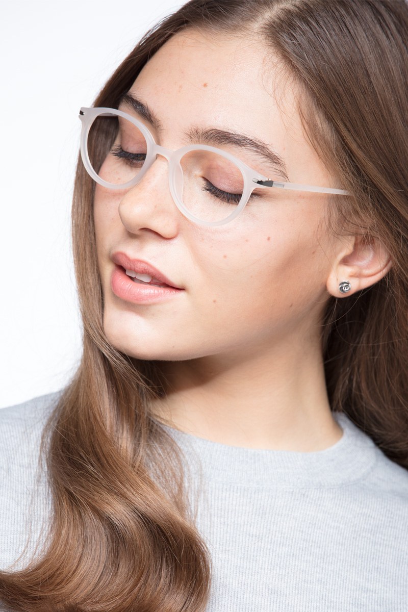 Indigo Round Clear White Full Rim Eyeglasses | Eyebuydirect