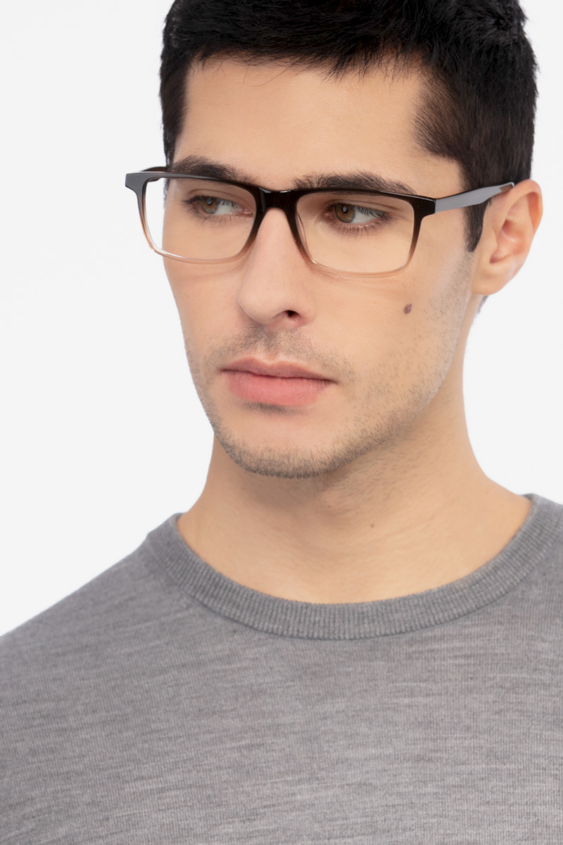 Mariner Rectangle Clear Brown Full Rim Eyeglasses | Eyebuydirect Canada