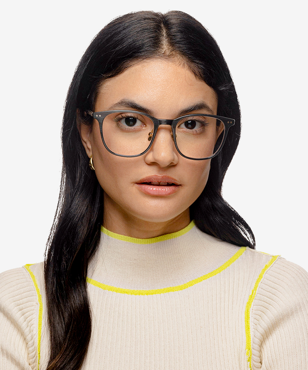 Follow Square Black Golden Full Rim Eyeglasses | Eyebuydirect