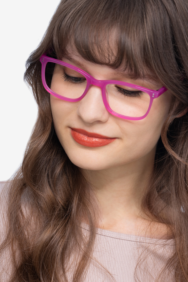 Lugano Rectangle Fuchsia Pink Glasses for Women | Eyebuydirect