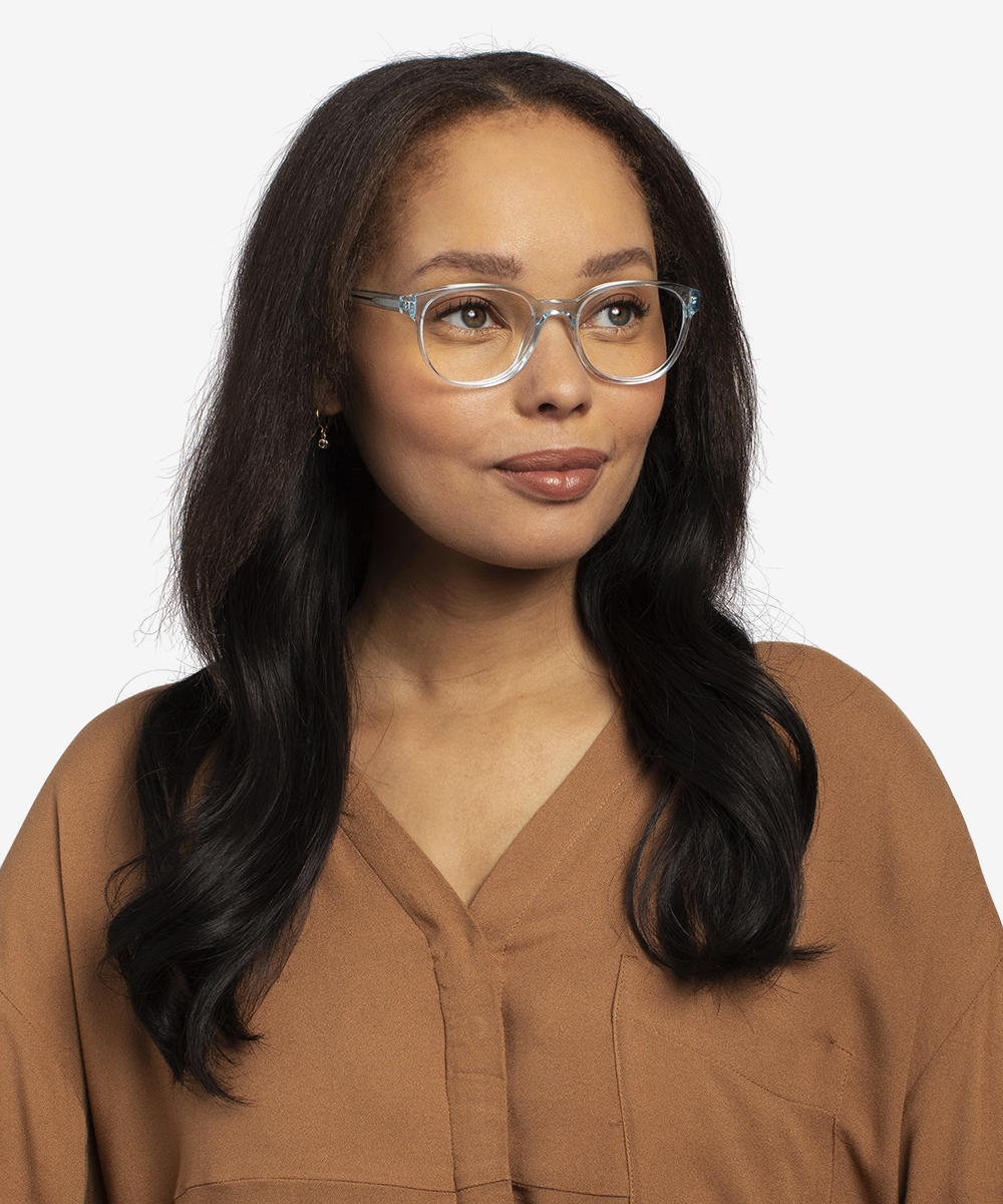 Gable Oval Clear Blue Glasses For Women Eyebuydirect Canada