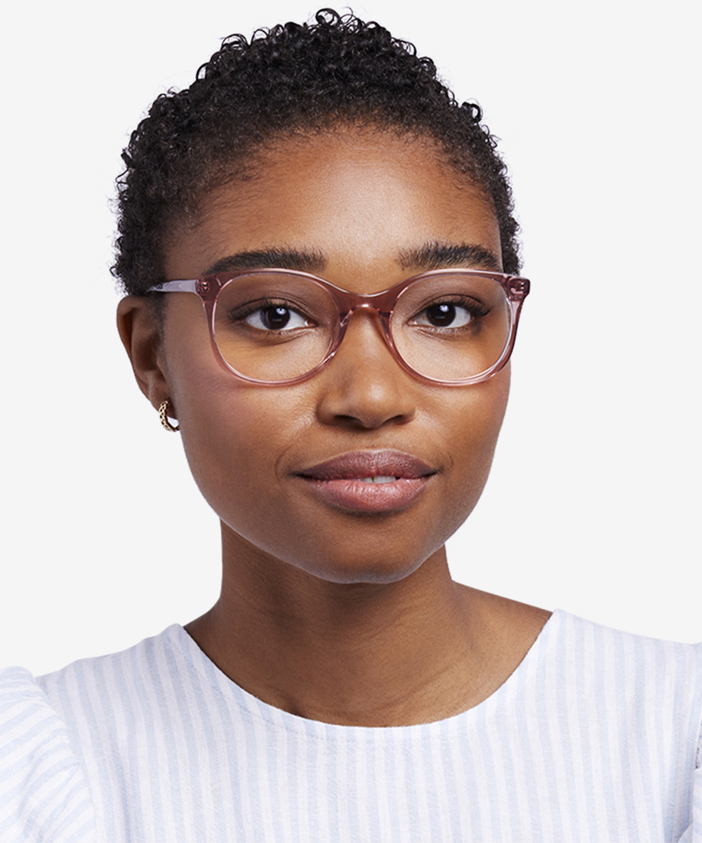 Greta Round Clear Pink Glasses For Women Eyebuydirect Canada