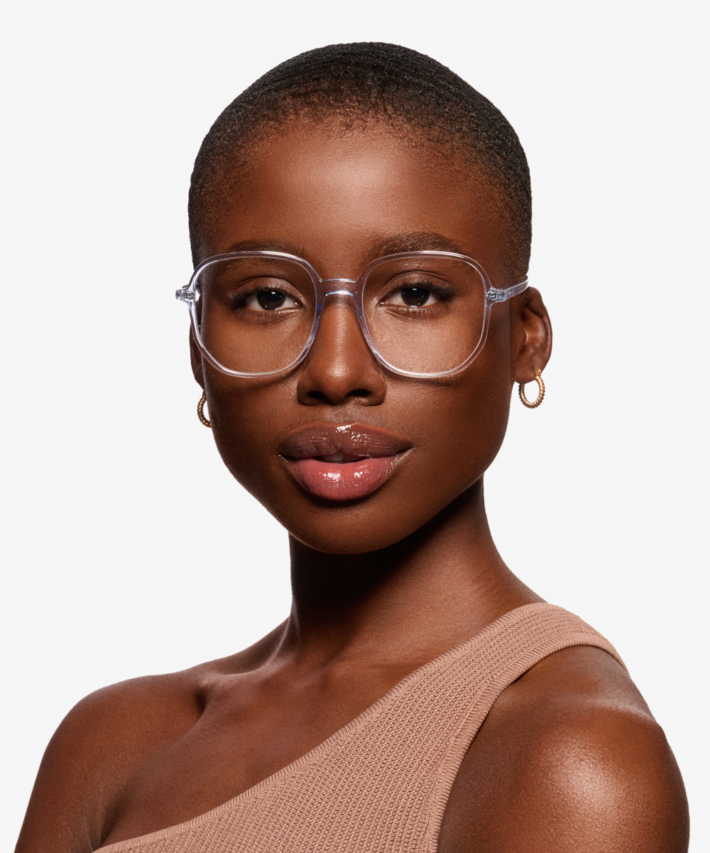 Natural Square Clear Blue Glasses for Women | Eyebuydirect Canada