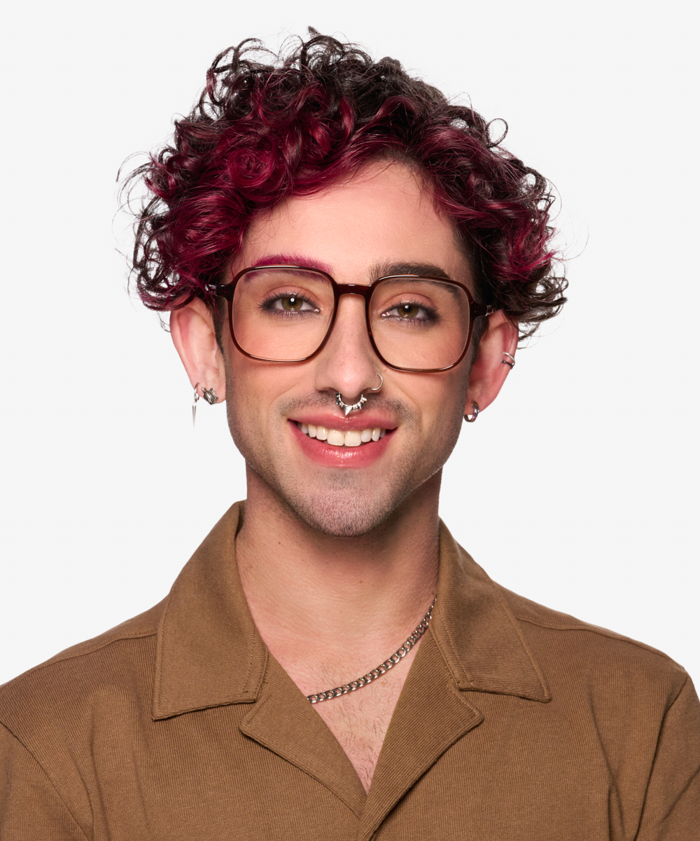 Ozone Square Clear Brown Glasses for Men | Eyebuydirect
