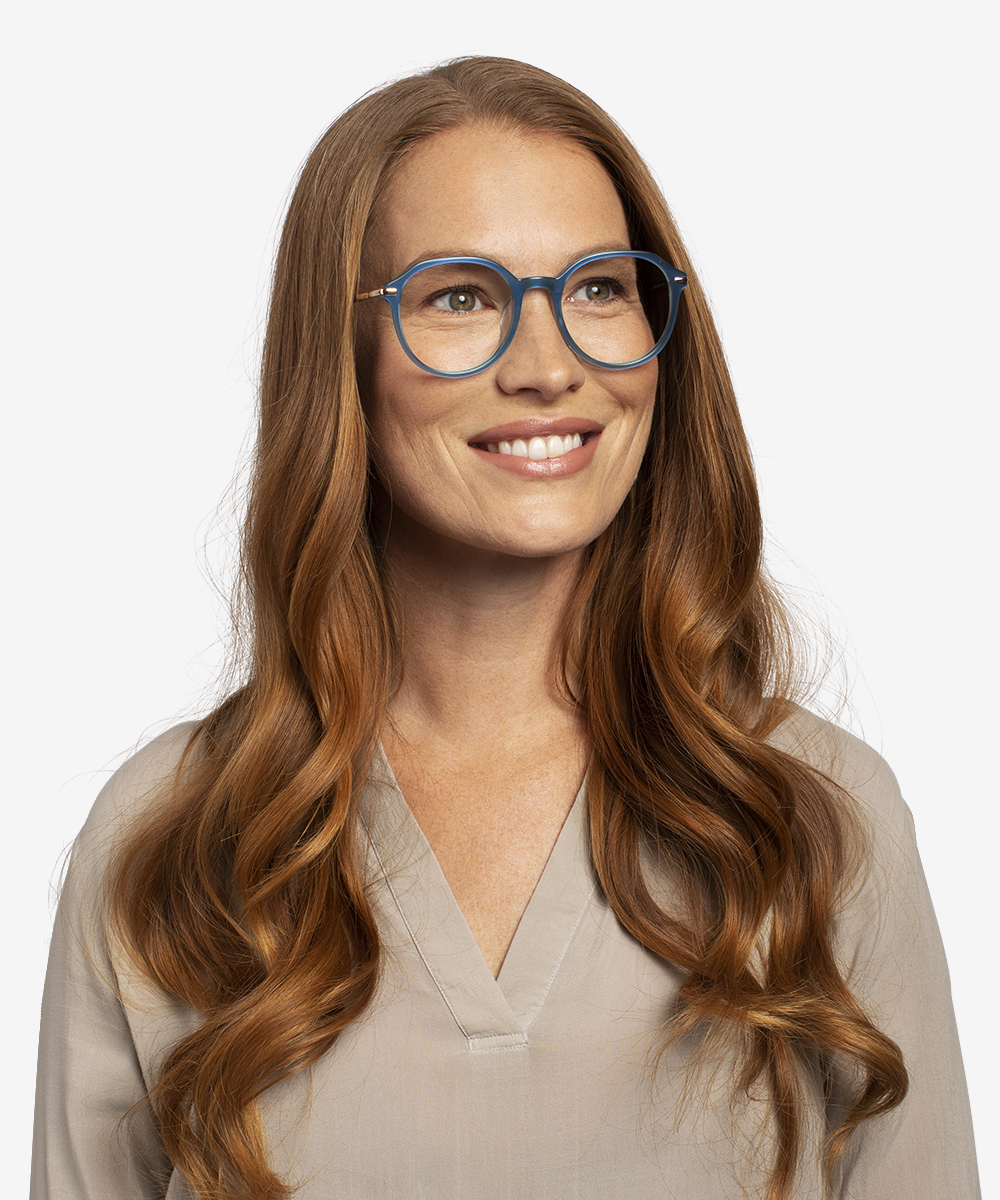 Original Round Iridescent Blue Glasses For Women Eyebuydirect