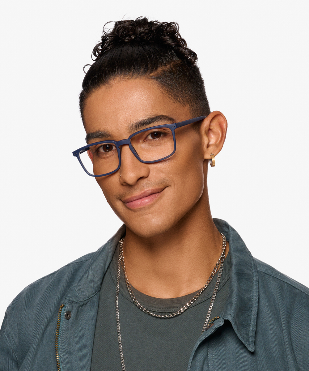 Moringa Rectangle Crystal Dark Blue Full Rim Eyeglasses | Eyebuydirect