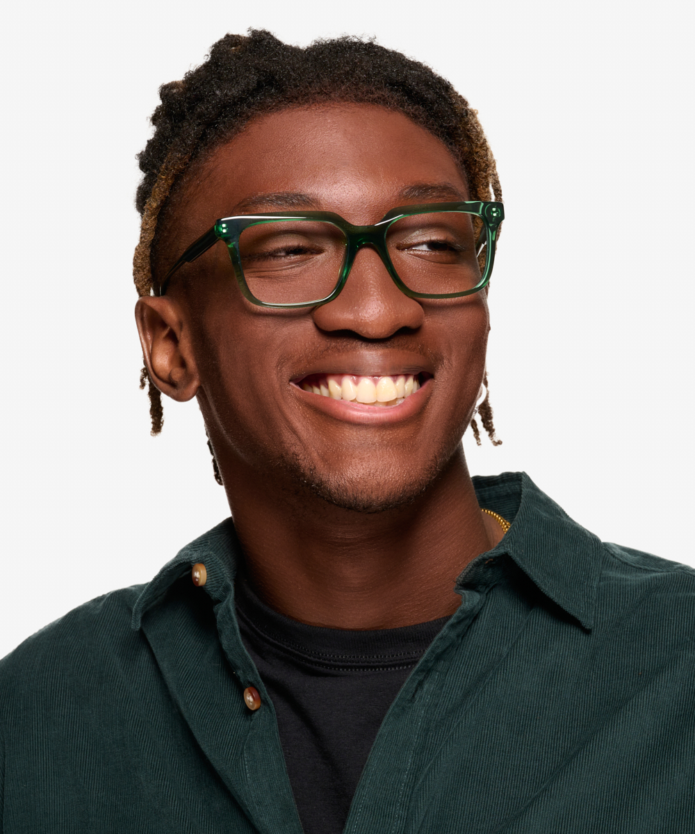 Sandie Square Crystal Green Full Rim Eyeglasses | Eyebuydirect